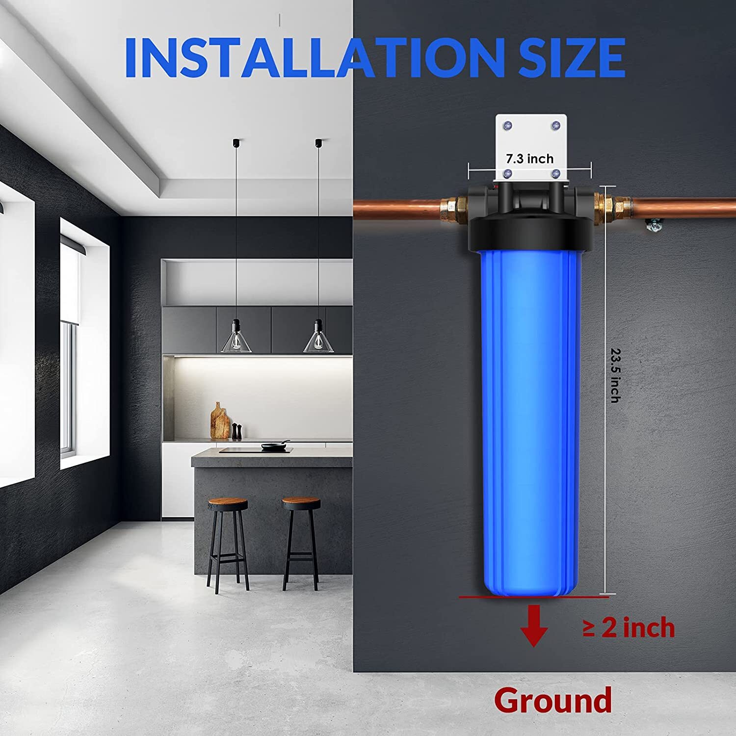 4 Pack Big Blue Whole House Water Filter Housing Sets - 4.5" x 20" w/ 1 ...