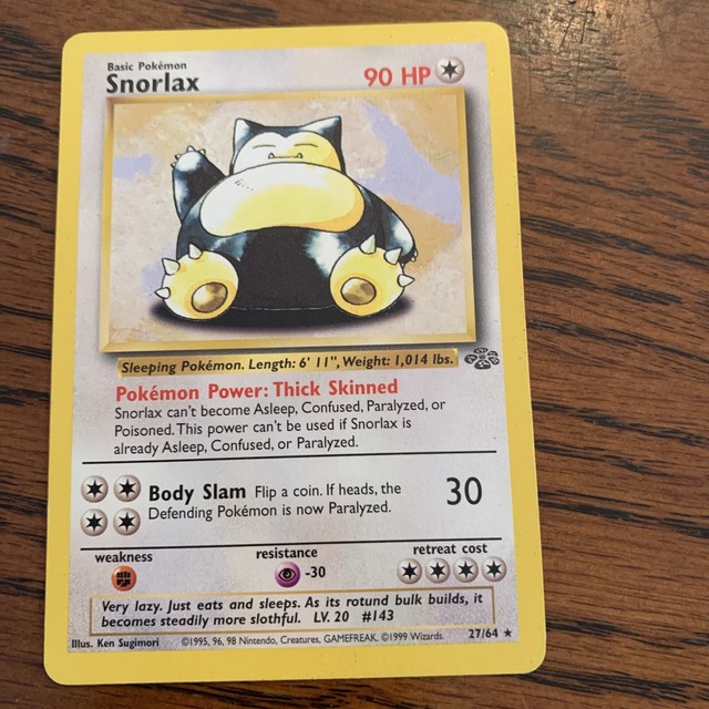 Pokémon TCG Snorlax Jungle 27/64 Regular 1st Edition Rare for sale ...