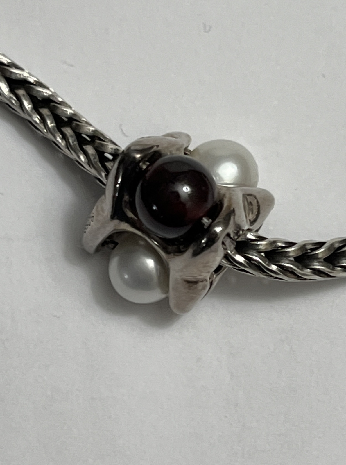Trollbeads HTF Rare Silver Pure Passion Bead! Freshwater Pearls Garnet ...