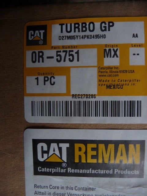 Caterpillar 0r-5751 Turbo Charger Remanufactured by Cat. 2w5697 1w2503 ...