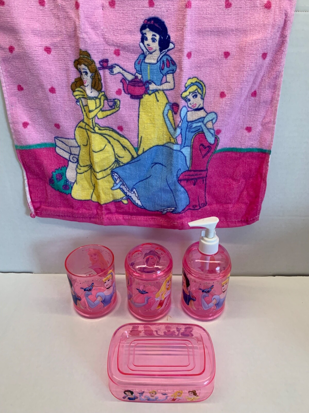 ~ Disney Princess - BATHROOM 4 Pc SHOWER SET & FACE WASHER/TEA TOWEL | eBay