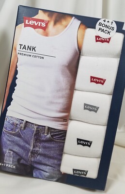 Levi's 5 Pack Tank Tops XL White Premium Cotton, Tag-Free Levis SHIPS ...