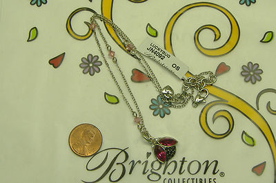 Brighton luckybug ladybug bug heart lucky pink black crystal necklace ...
