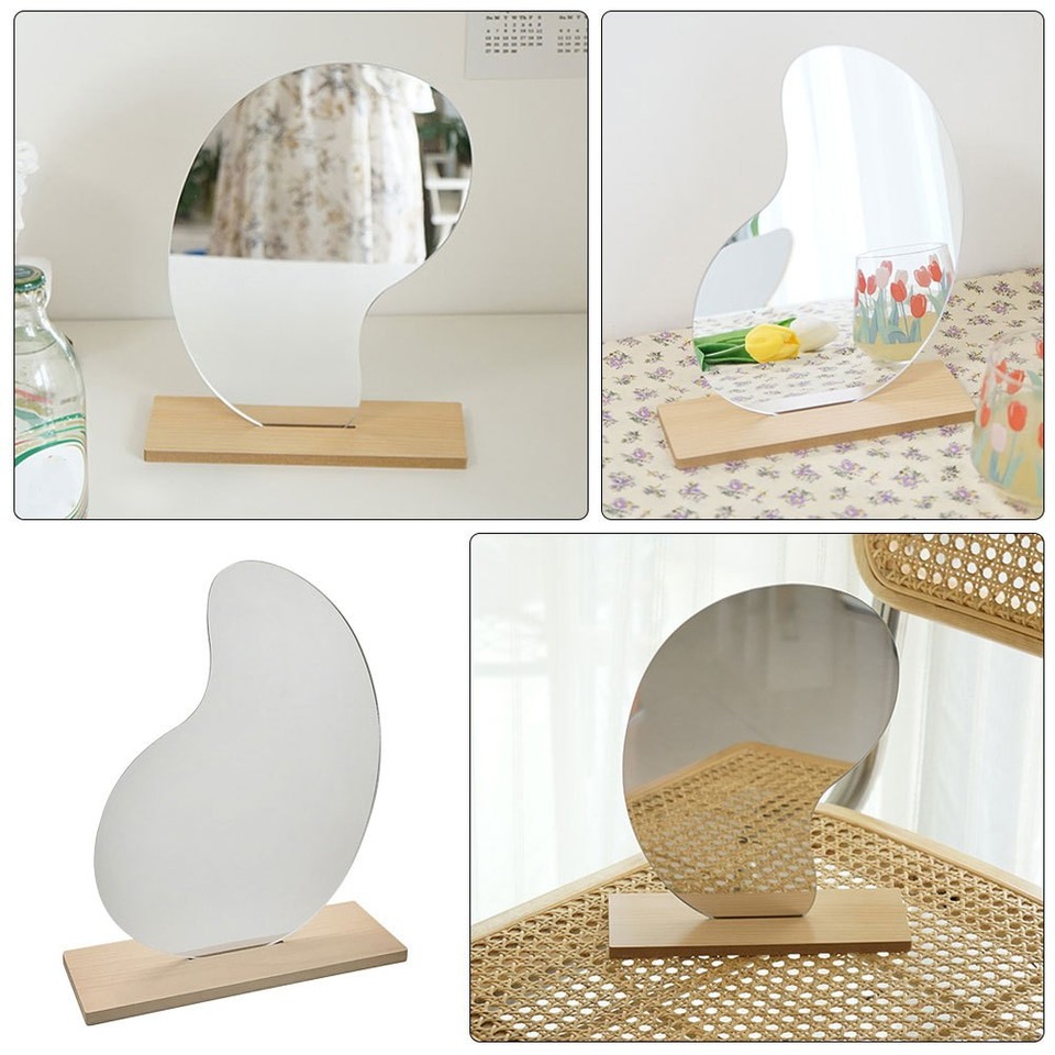 Wood Irregular Makeup Mirror Home Desktop Vanity Mirror Women Makeup ...