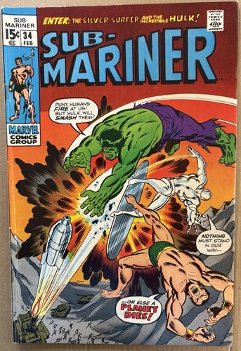 Sub-Mariner #34, F/VF, Silver Surfer, Hulk app., Bronze Age Marvel, 1971 | eBay