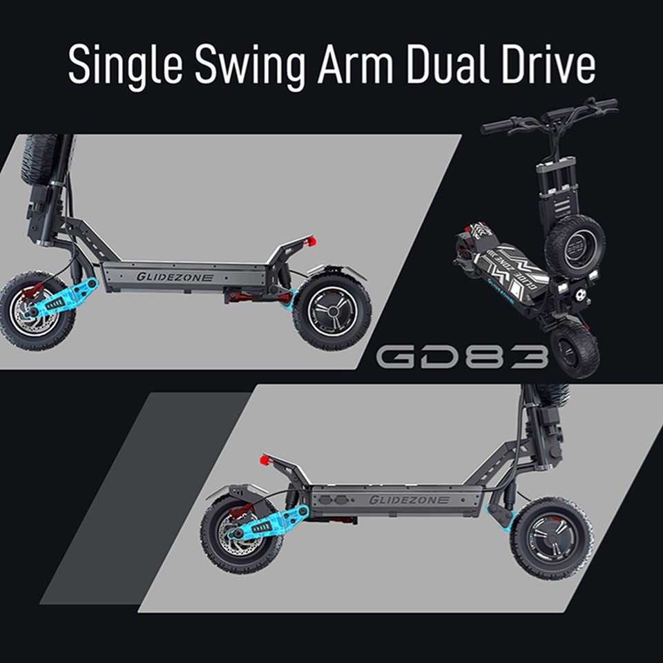 Single Swing Arm 5600W Dual Motor Electric Scooter 62Mile Long Range ...