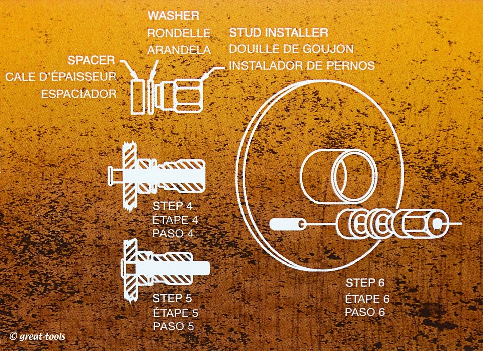 WHEEL STUD INSTALLER WITH RETHREADER DIES – automotive tool – hand ...