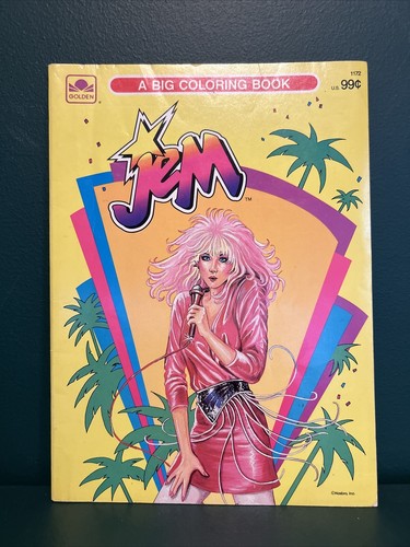 Vintage 1986 JEM Big Coloring Book Rare Yellow Cover -Partially Used ...