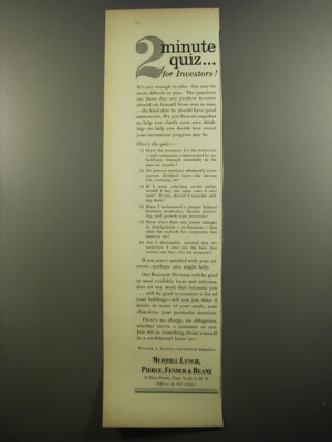1952 Merrill Lynch Ad - 2 minute quiz for Investors | eBay