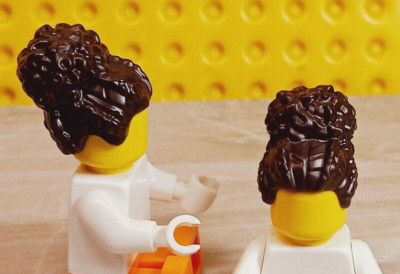 LEGO Minifigure Dark Brown Big Bun Hair Dreads Coiled Piled Top Head ...