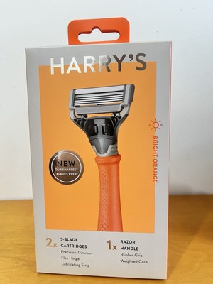Harry's Razor Handle bright Orange + Two - 5 Blade Cartridges | eBay