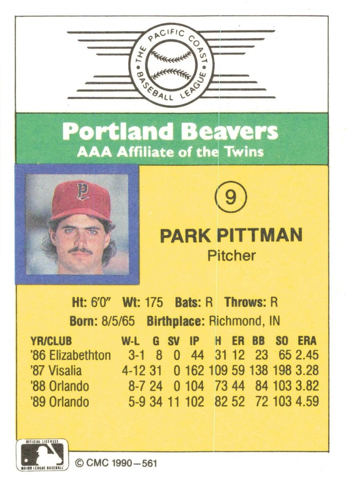 Park Pittman 1990 CMC #561 Portland Beavers Baseball | eBay