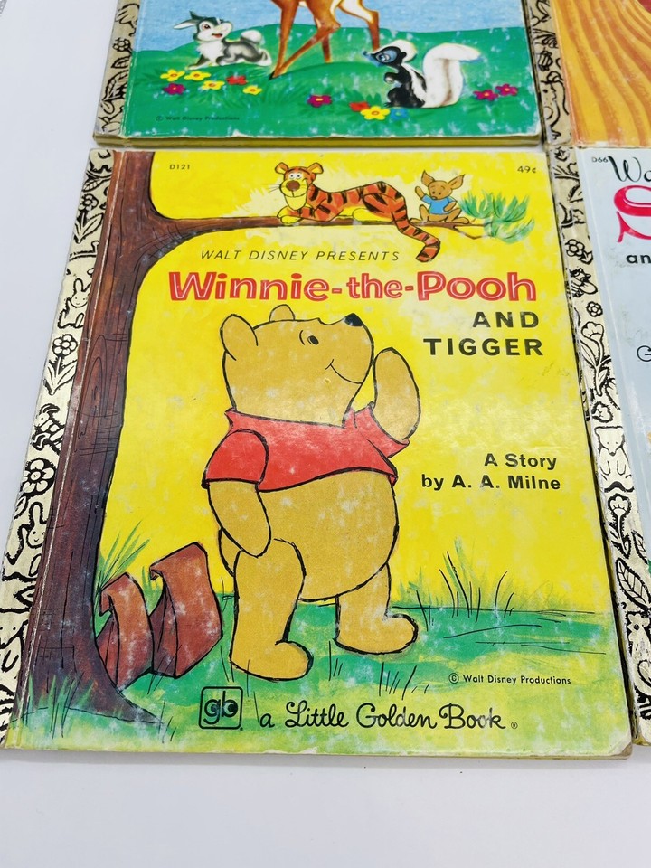 Lot of 6 Little Golden Books Pooh Pinocchio Bambi Alice Snow White ...