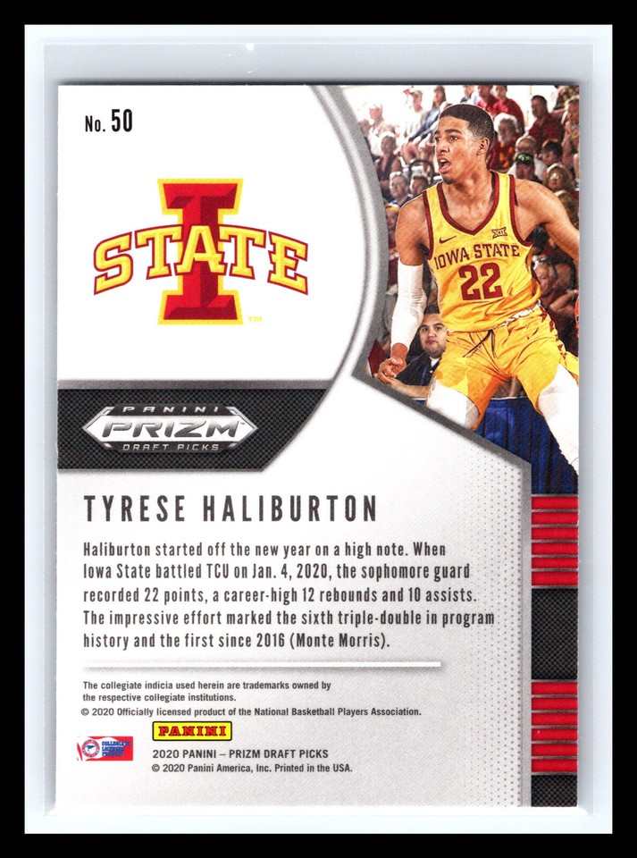 🏀 TYRESE HALIBURTON 2020 PRIZM DRAFT PICKS RC # 50 | eBay