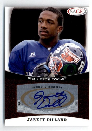 2009 SAGE Autographs Jarett Dillard Auto Rice Owls #A14 | eBay