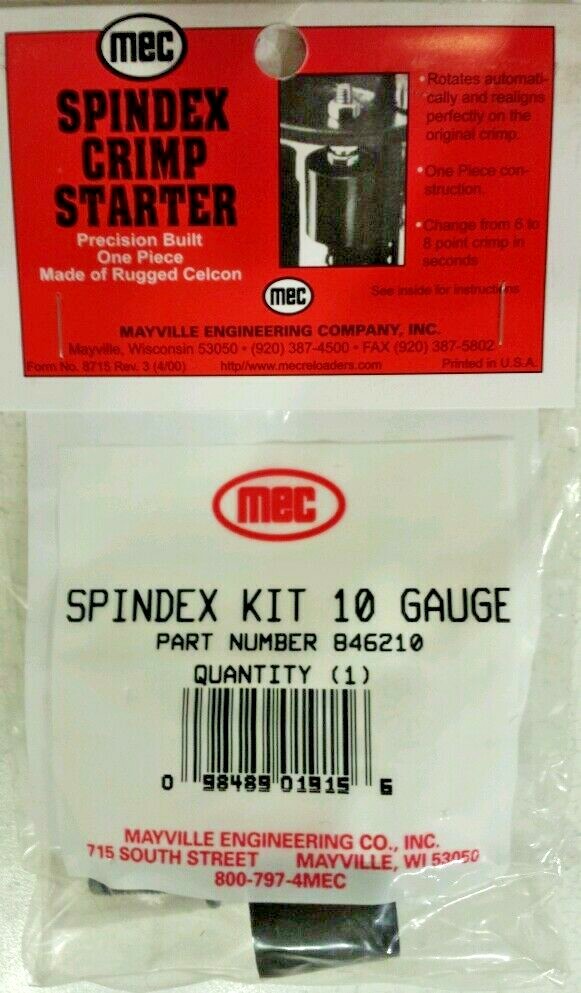 Mec Reloader Crimp Starter Spindex Kit (10 Ga 6 Point NIB) | eBay