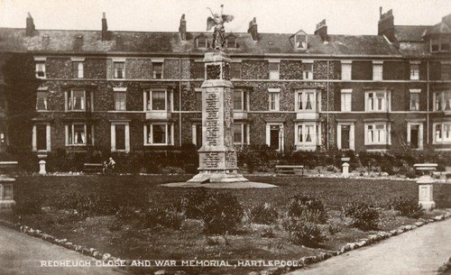 REAL PHOTO POSTCARD OF REDHEUGH CLOSE AND WAR MEMORIAL HARTLEPOOL ...