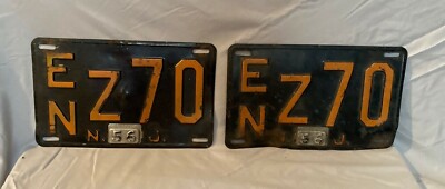 Vintage Pair NJ License Plates 1952 1956 Registration Tags Old Vtg ...