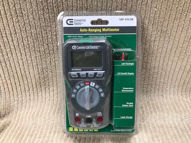 COMMERCIAL ELECTRIC AUTO-RANGING MULTIMETER MODEL: 1001 418 348 NEW ...