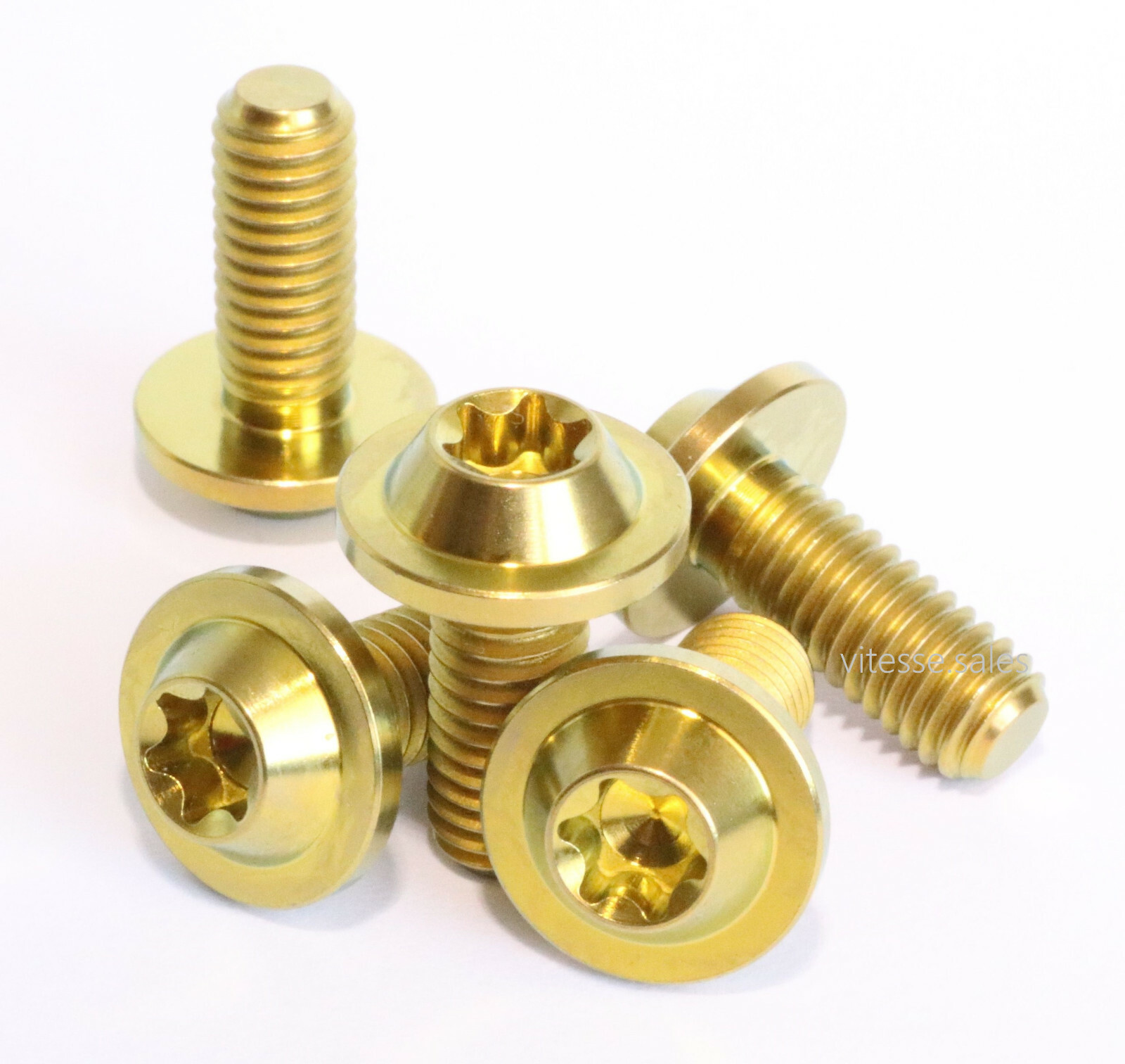 M6 x 15 mm Bolts Titanium Gold M6 Flange Head T30 Torx bolt M6x15mm ...