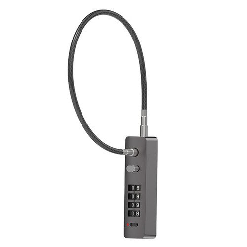 (Gun Silver)4 Digit Combination Lock Metal Structure Steel Cable Lock ...