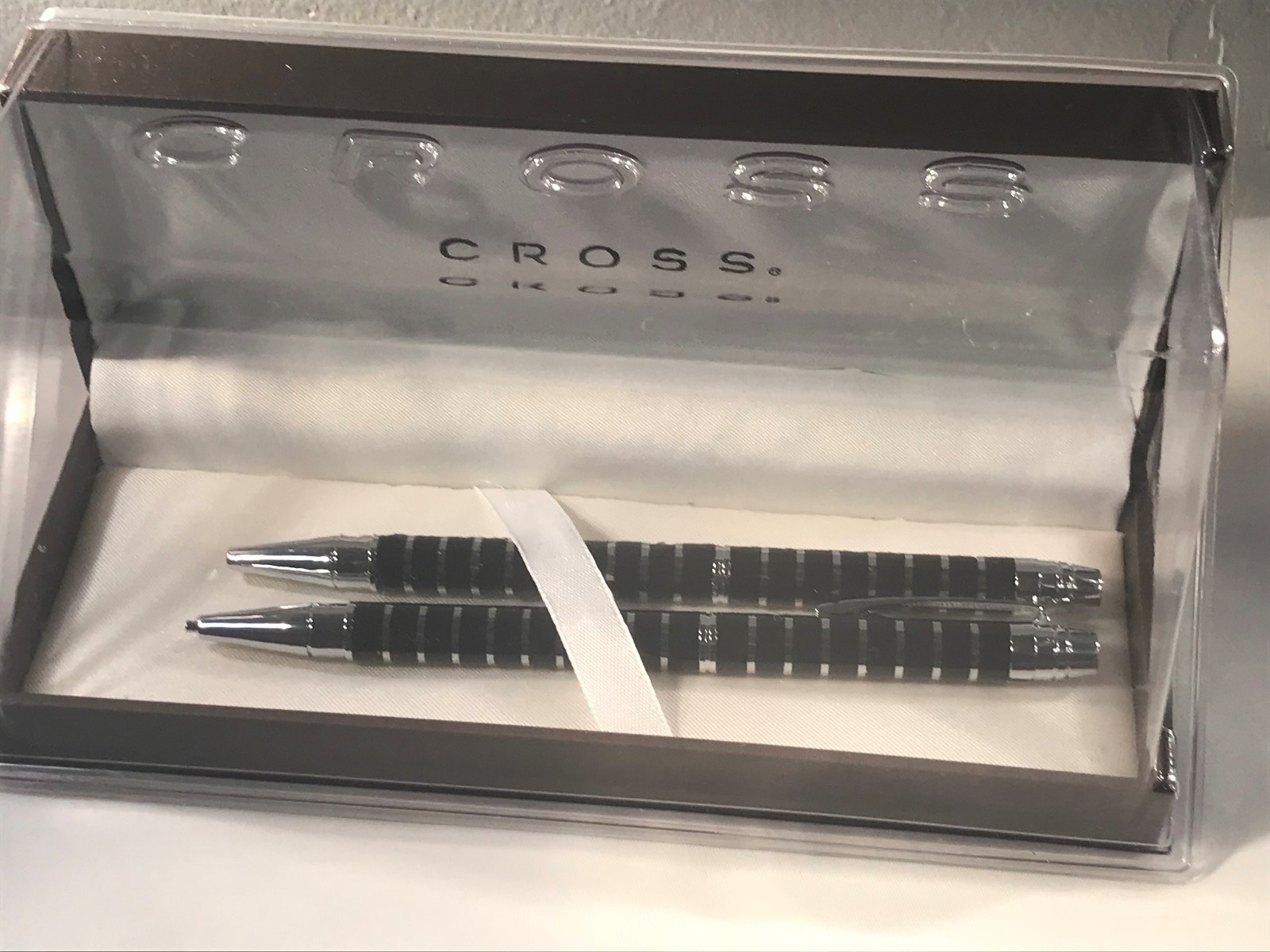 Cross Helios Black & Chrome Striped Ball-Point Pen & 0.9MM Pencil Set ...