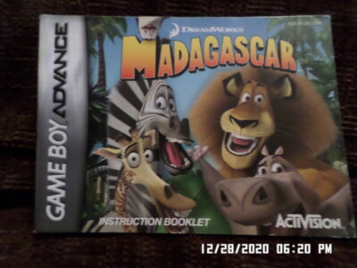 Madagascar Dreamworks (Gameboy Advance GBA) Instruction Manual Only. NO ...