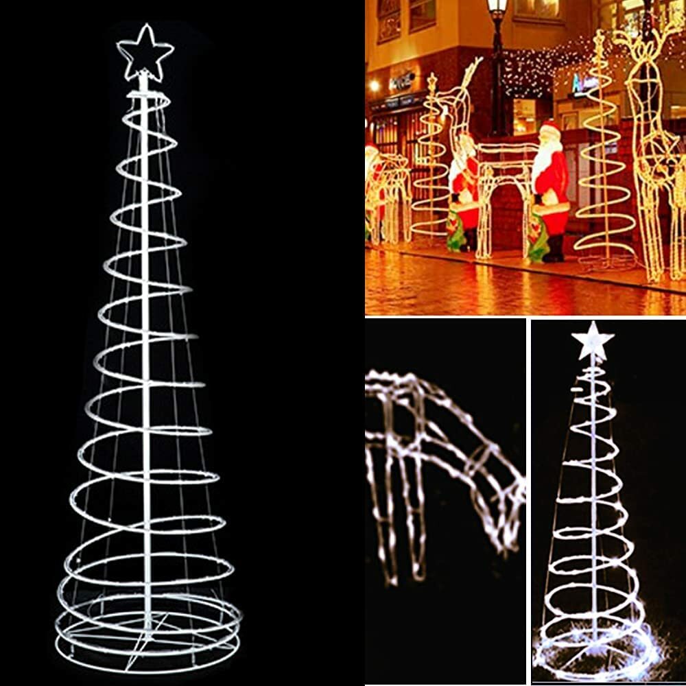 6 Green Led Lighted Outdoor Spiral Rope Light Christmas Tree | Shelly ...