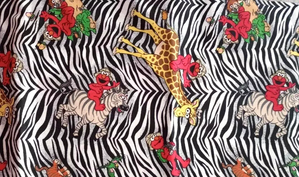 Sesame Street Elmo Sewing Fabric Crafting Piece Giraffe Zebra 12" X 7 ...