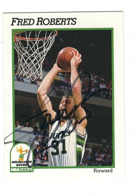 Autographed 1991-92 NBA Hoops Fred Roberts Milwaukee Bucks Basketball ...