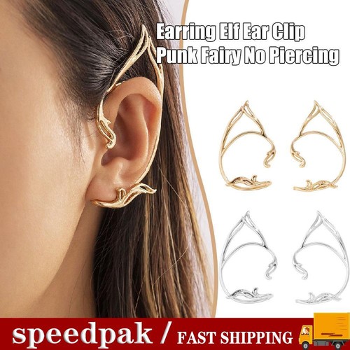 Halloween Goth Ear Cuff Earring Elf Ear Clip Punk Fairy Women Piercing ...