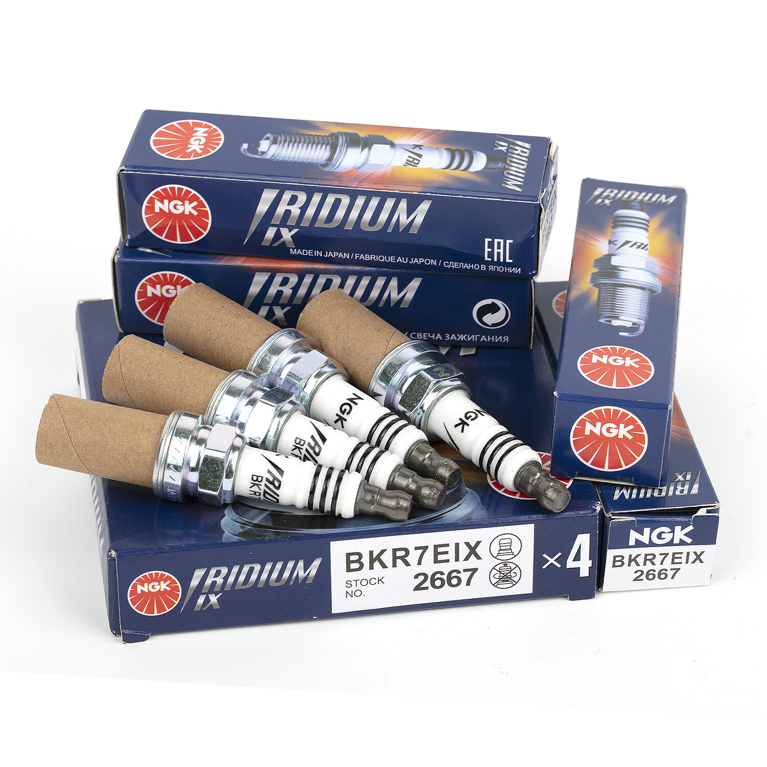 OEM 4Pcs/Set Ngk Spark Plugs Part BKR7EIX Number Stock No. 2667 Iridium ...