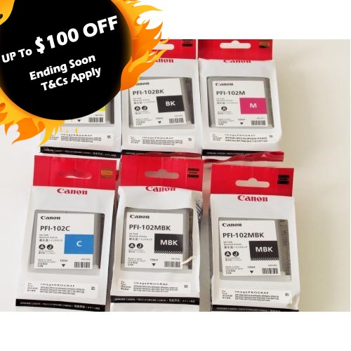 Canon Genuine PFI-102 MBK/BK/C/M/Y 6x Ink Set>IPF600/605/610/700/710 ...