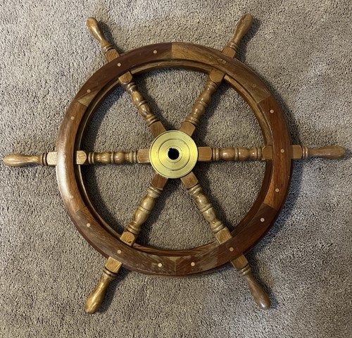 Vintage Maritime Nautical Boat Wooden Ship Wheel Helm Steering Wheel 30 ...