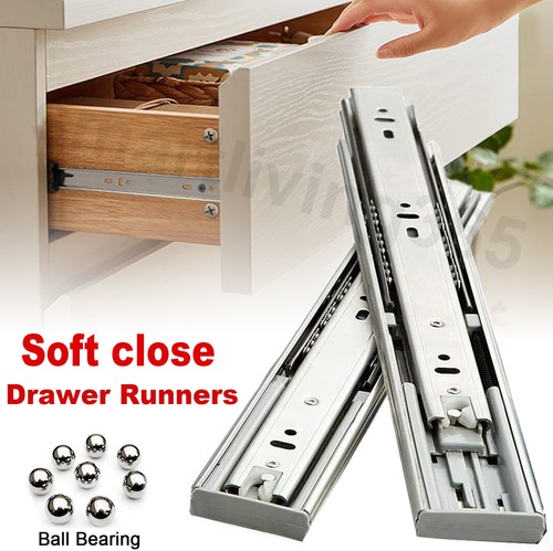 Soft Close Drawer Runners Full Extension Ball Bearing Slides 250-600mm ...