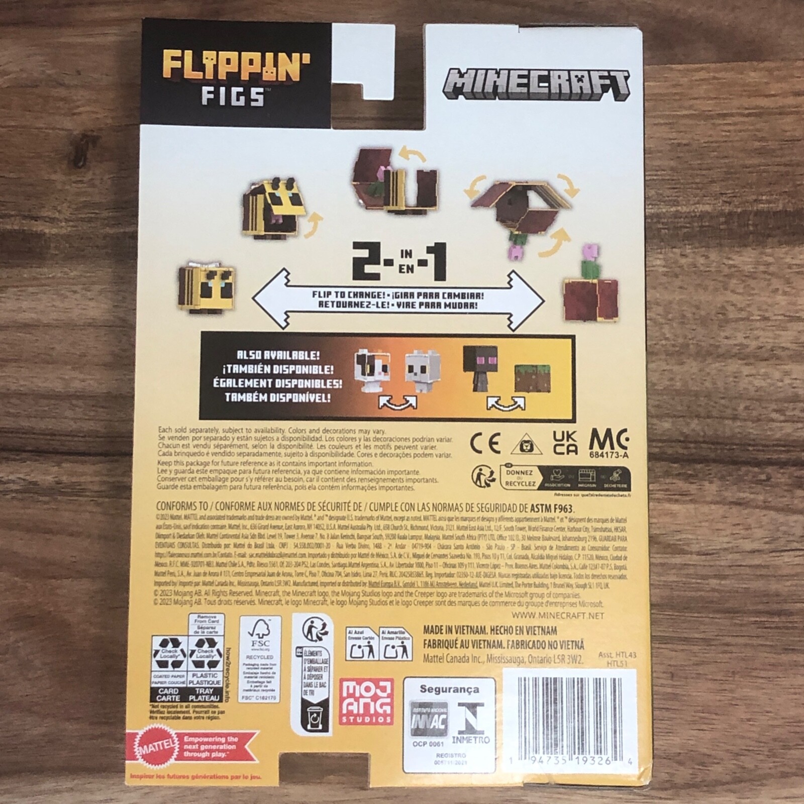 MINECRAFT - Flippin' Figs 2-in-1 - Bee & Flower Pot - Mattel - New
