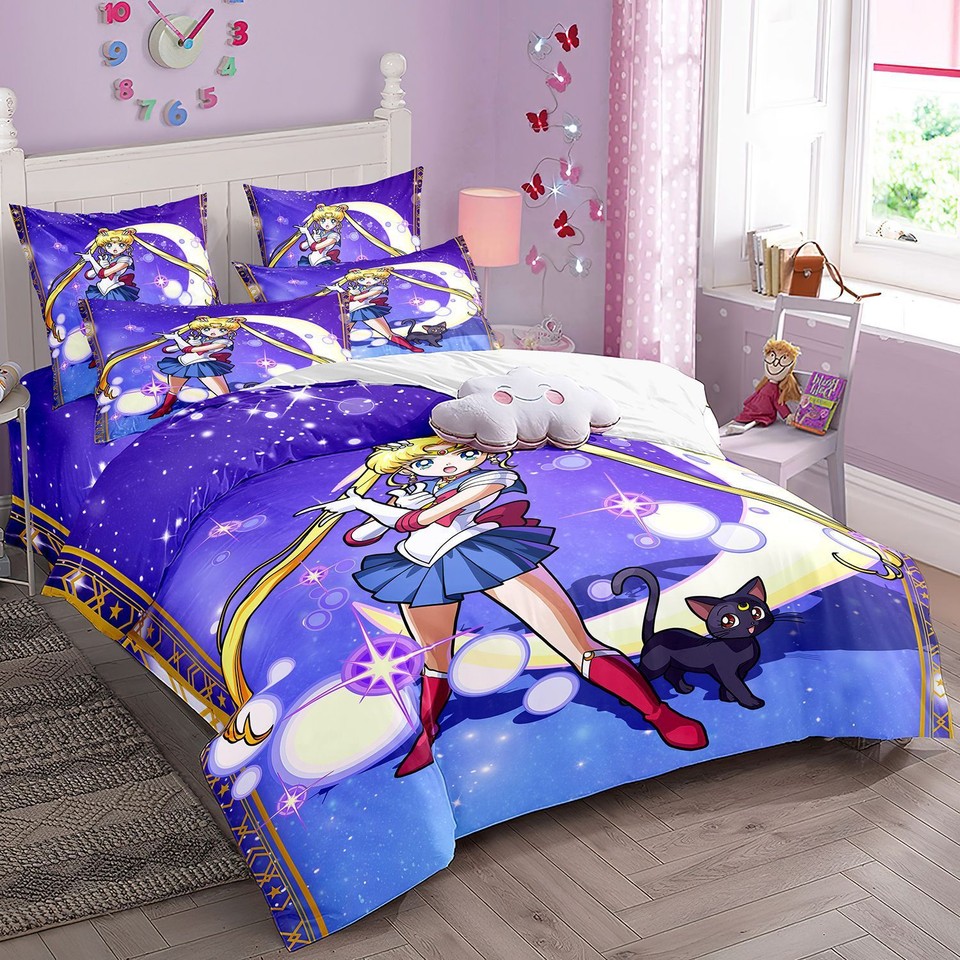 Sailor Moon Cartoon Quilt Bett bezug Bettwäsche Set Einzel Doppel | eBay.de