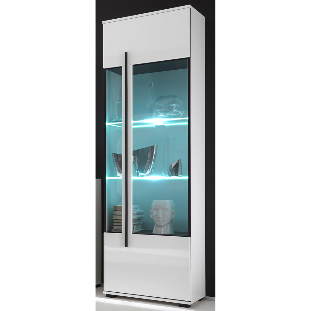 Elegantes Vitrinenschrank Weiãÿ Hochglanz Bild
