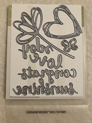 Stampin Up SUNSHINE WISHES dies - Love, Hope, Congrats, Sunshine, heart, bow | eBay