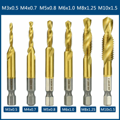 1/4 Hex Shank Metric Thread Cutter Set and M3-M10 HSS Drill Tap Bits ...