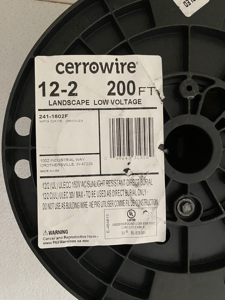CERROWIRE 241-1602F 12/2 200 Ft Black Low Voltage Landscape Wire | eBay