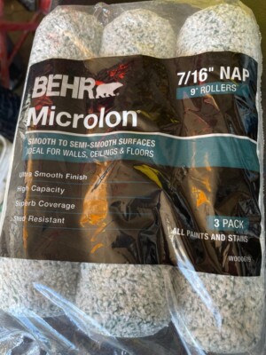 Pack of 3 behr Microlon 9" rollers for all paint and stains | eBay