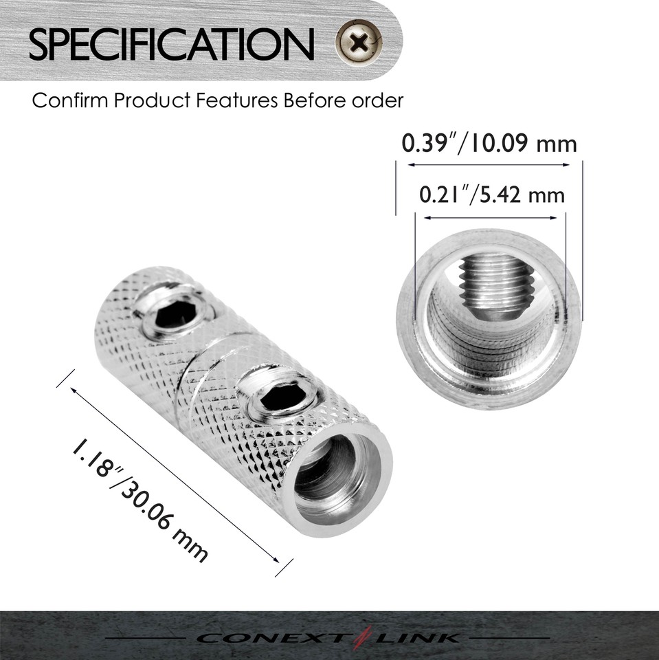 2 Wire Coupler Terminal Butt Connector 8 GA AWG Gauge Joiner Barrel Set ...