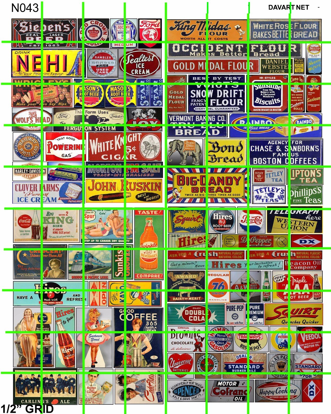 N043 DAVE'S DECALS N SCALE MID CENTURY PRODUCT ADVERTING FOR BUILDINGS ...