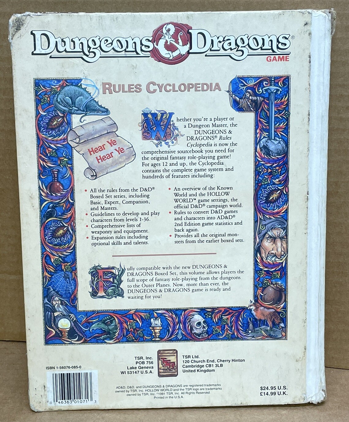 1991 Dungeons and Dragons Rules Cyclopedia D&d RPG TSR 1071 1st Edition ...