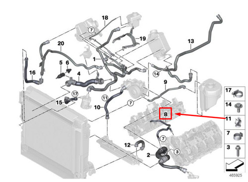 NEW BMW 5 F10 ENGINE COOLANT HOSE 7619702 17127619702 ORIGINAL NO DUTY ...