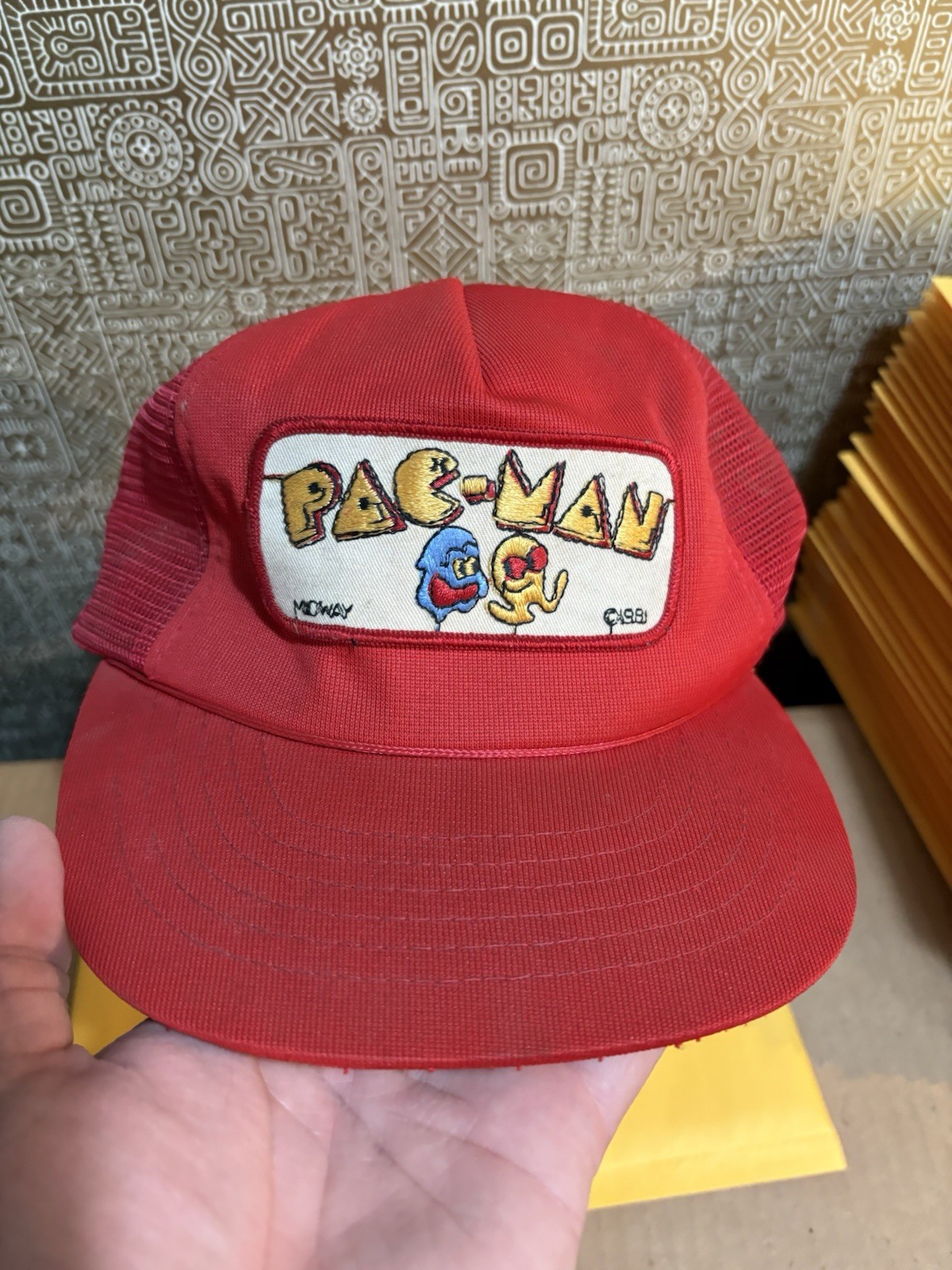 vintage pac man hat 1981 Original PAC Man Hat Midway … - Gem