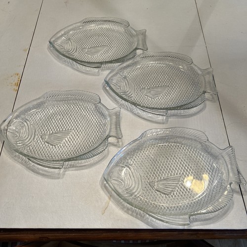 LOT 4 APPETIZER GLASS FISH PLATES SNACK DESSERT GOLDFISH | eBay