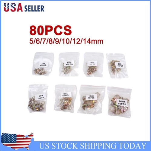 80 pcs Automotive Vacuum Fuel Hose Pinch Spring Clip Clamp Fastener Kit ...