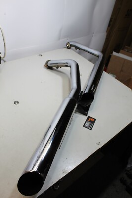 Harley Softail Dual Exhaust System Python Mufflers Chrome Scraped | eBay